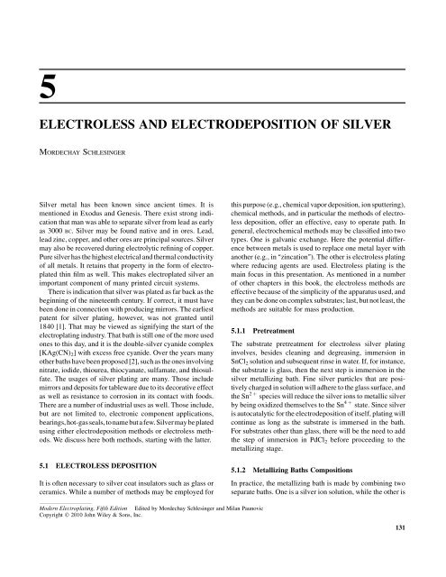 Electroless and Electrodeposition of Silver