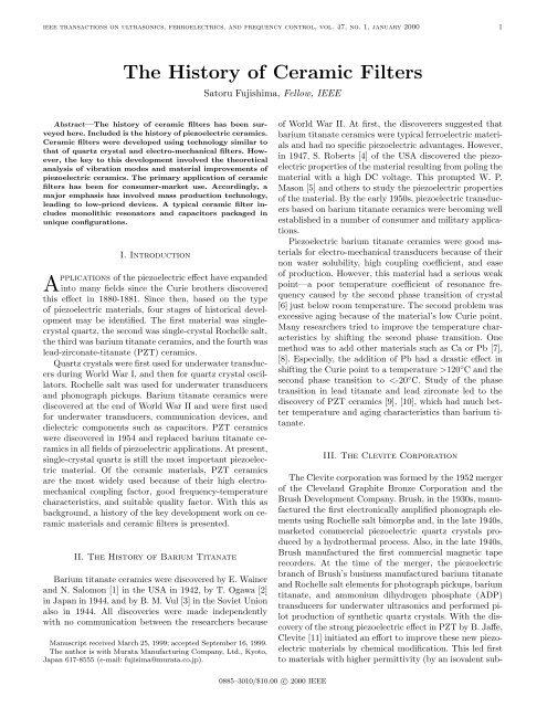 The History of Ceramic Filters - UFFC