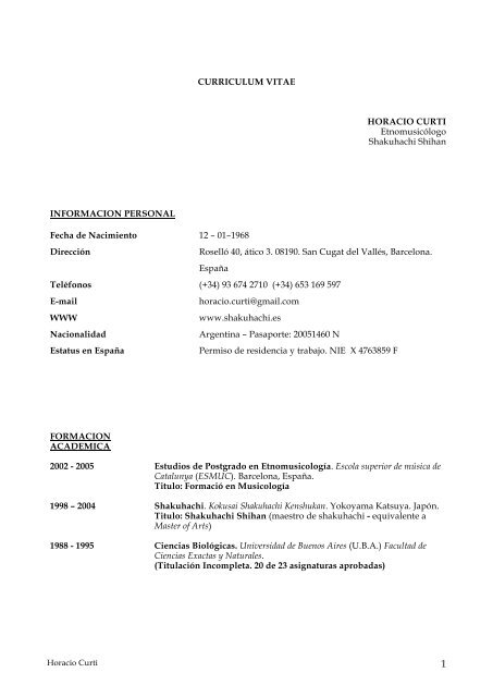 Descargar mi curriculum completo en formato PDF ... - Horacio Curti