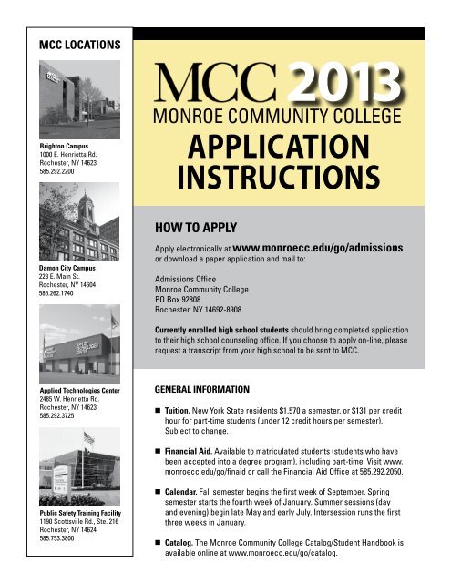APPLICATION INSTRUCTIONS - Monroe Community College