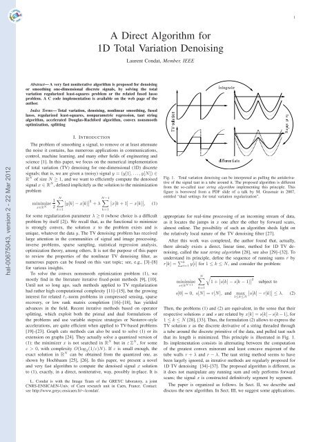 A Direct Algorithm for 1D Total Variation Denoising
