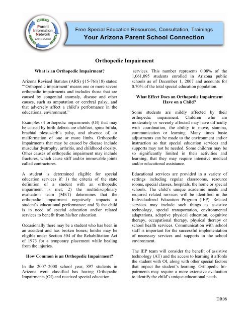 Orthopedic Impairment - Arizona Department of Education