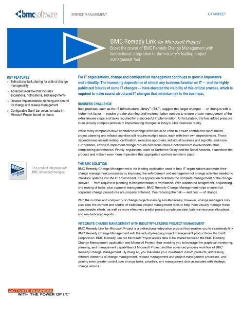 BMC Remedy Link for Microsoft Project - BMC Software