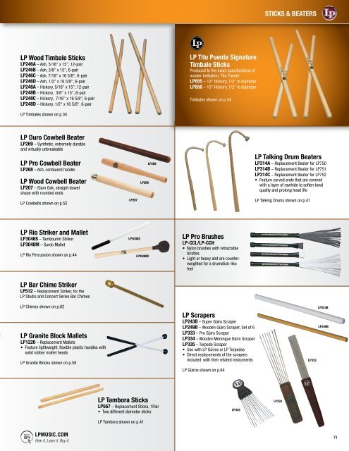LP Tito Puente Signature Timbale Sticks LP Wood Timbale Sticks ...