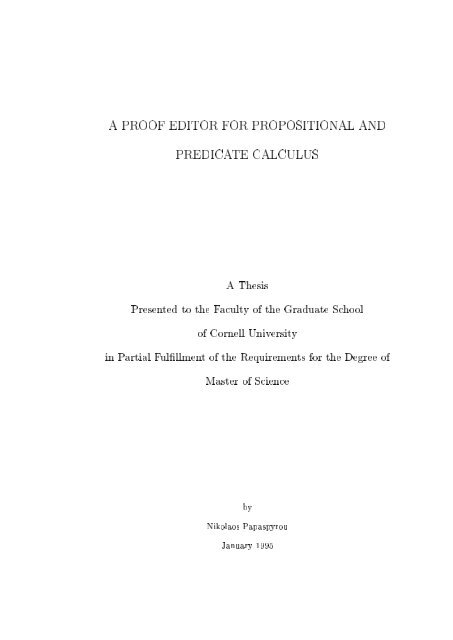 a proof editor for propositional and predicate calculus a proof editor for propositional and predicate calculus