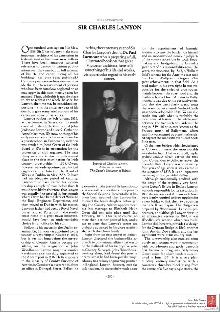 SIR CHARLES LANYON - Irish Arts Review