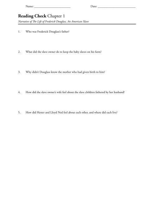 Reading Check Chapter 1 - Core Knowledge® Foundation