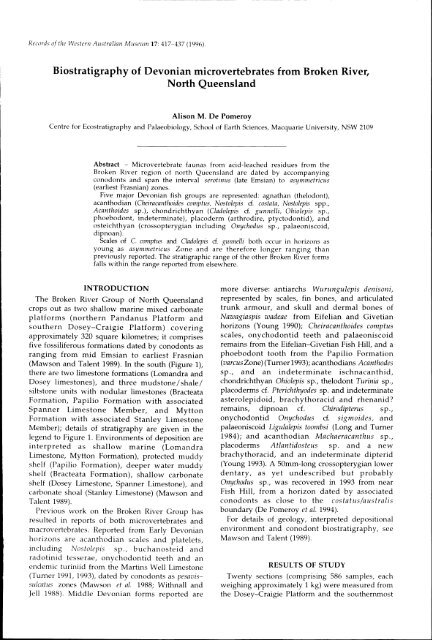 biotratigraphy of devonian microvertebrates from broken river, north