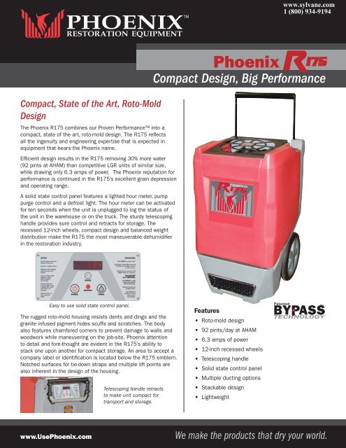 Phoenix R175 LGR Dehumidifier Product Brochure ... - Sylvane.com
