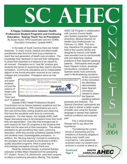 Sc ahec - South Carolina Area Health Education Consortium