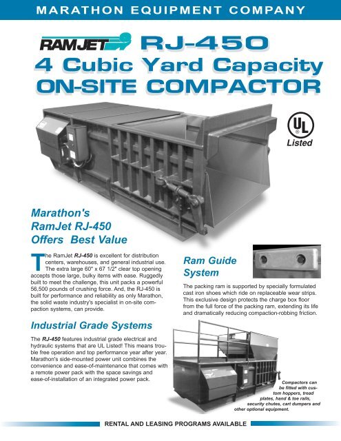 Marathon RamJet RJ-450 Compactor Literature