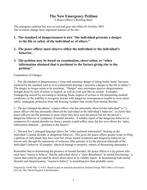 The New Emergency Petition - NAMI