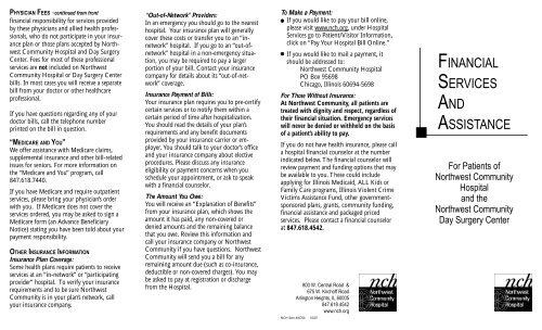 Patient Financial Assistance Brochure (PDF) - Northwest Community ...