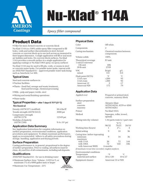 Nu-Klad 114A Epoxy Filler Compound