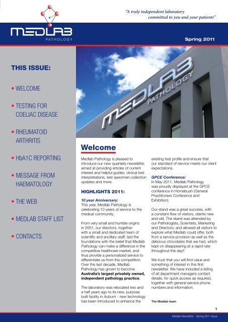 Medlab Pathology Newsletter – Spring 2011