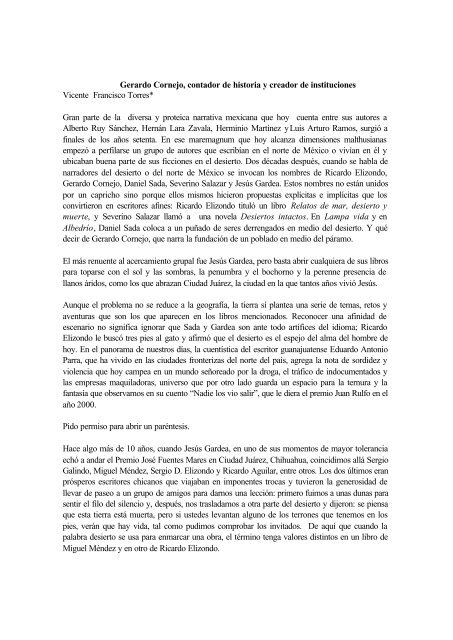 Gerardo Cornejo, contador de historia y creador de instituciones ...
