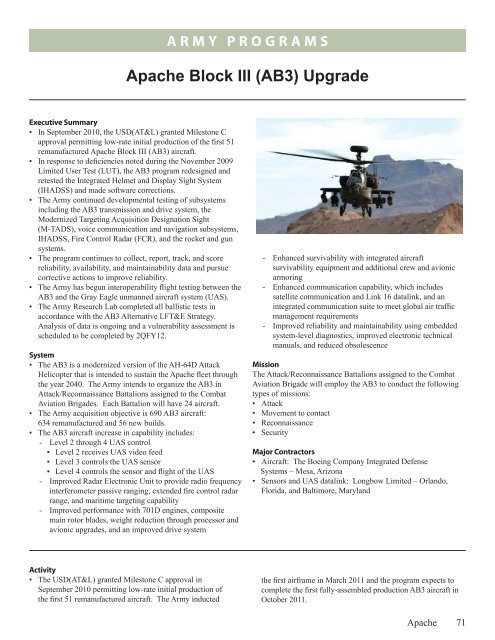 Apache Block III (AB3) Upgrade - DOT&E