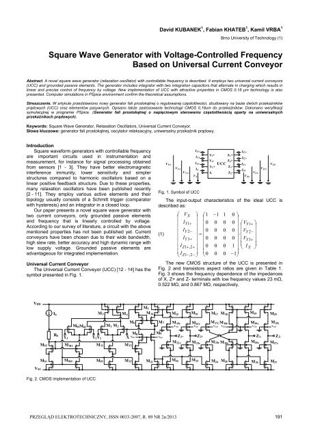Square Wave Generator with Voltage-Controlled Frequency Based ...