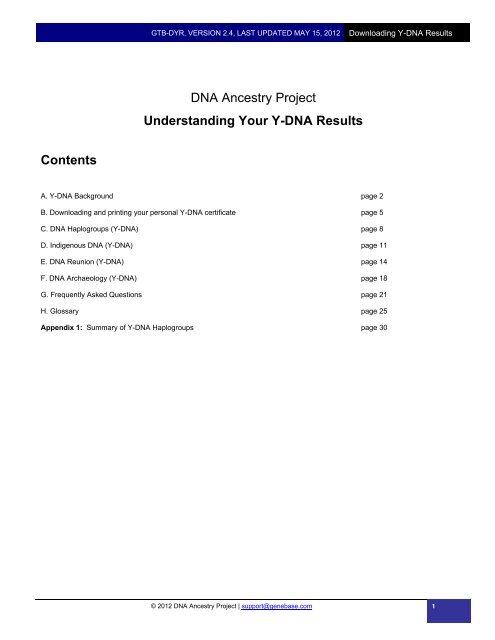 Understanding Your Y-DNA Results Contents - Genebase