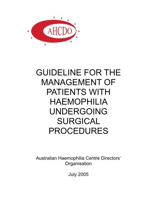 Guideline for the Management of Patients with Haemophilia