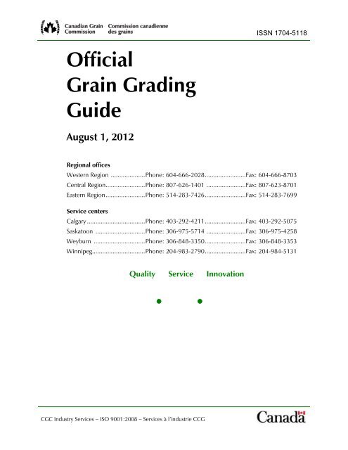 Official Grain Grading Guide - Effective August 1, 2012