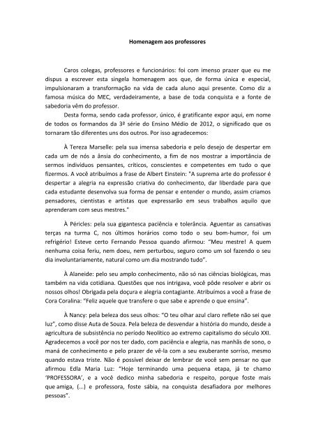 Poema Dos Professores Obrigado
