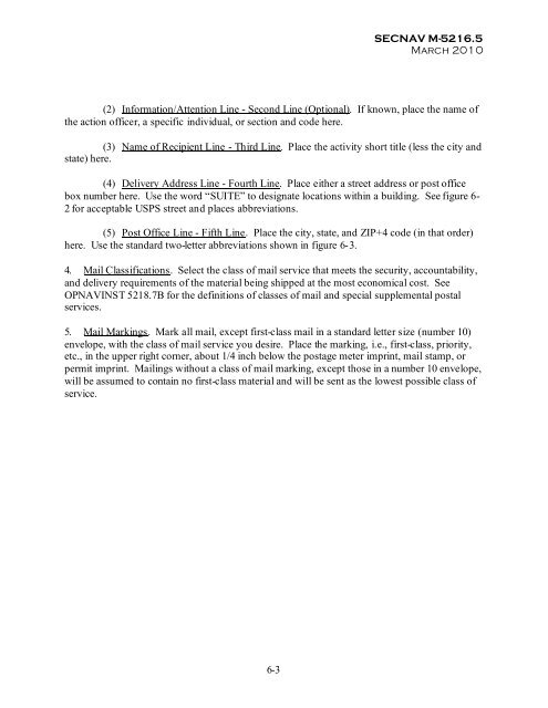 6-3 SECNAV M-5216.5 March