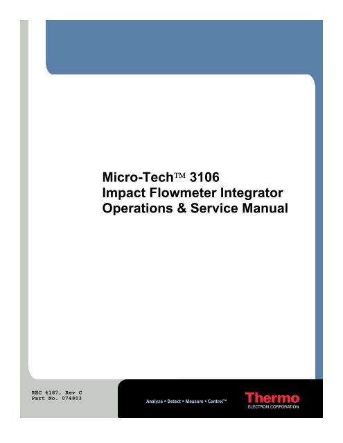 Micro-Tech 3106 Impact Flowmeter Integrator Operations ...