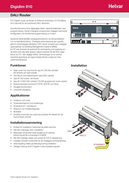Digidim 910 DALI Router - Helvar