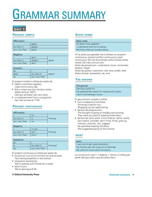 GRAMMAR SUMMARY - Oxford University Press