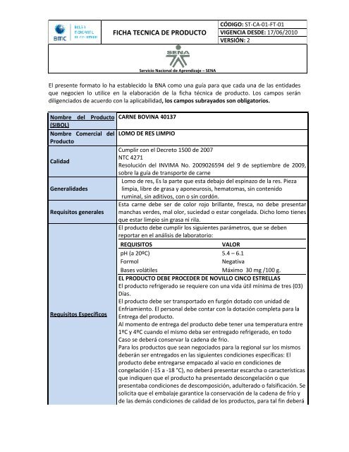 FICHA TECNICA DE PRODUCTO