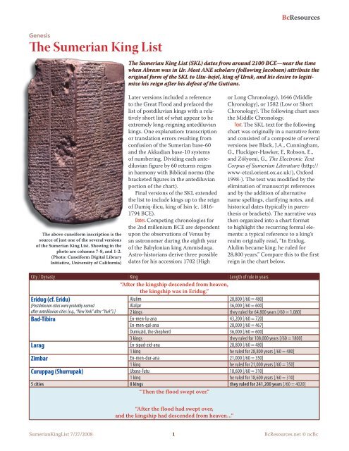 The Sumerian King List