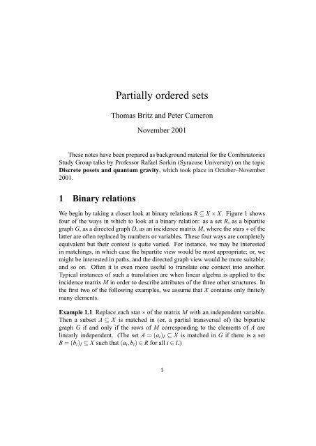 Partially ordered sets