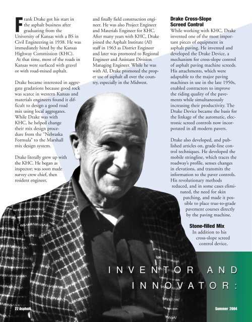 Frank Drake: Inventor and Innovator - Asphalt Institute