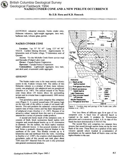 Nazko Cinder Cone and a New Perlite Occurrence
