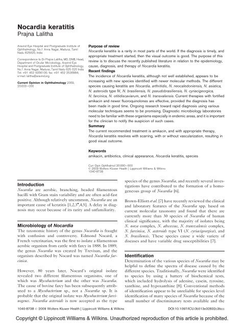 Nocardia keratitis - Aravind Eye Care System