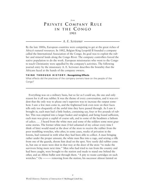 from "Private Company Rule in the Congo" - ClassZone