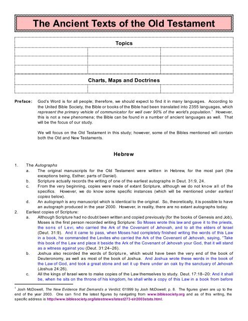 The Ancient Texts of the Old Testament