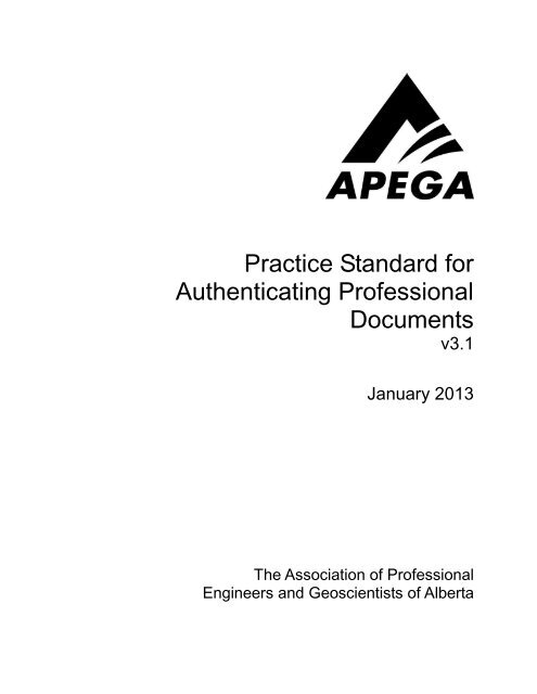 Practice Standard for Authenticating Professional ... - Apegga