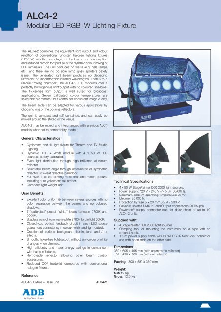 alc4-2 data sheet - ADB Lighting Technologies
