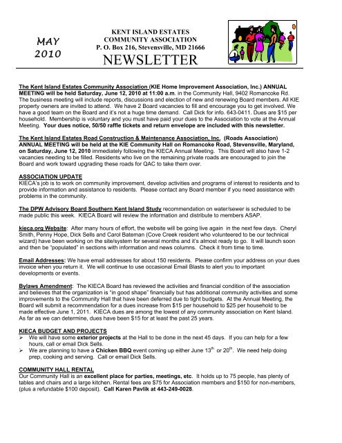 NEWSLETTER - Kent Island Estates Community Association