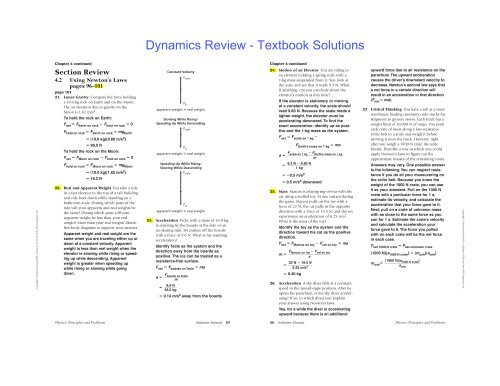 Dynamics Review - Textbook Solutions