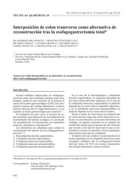 Interposición de colon transverso como alternativa - SciELO