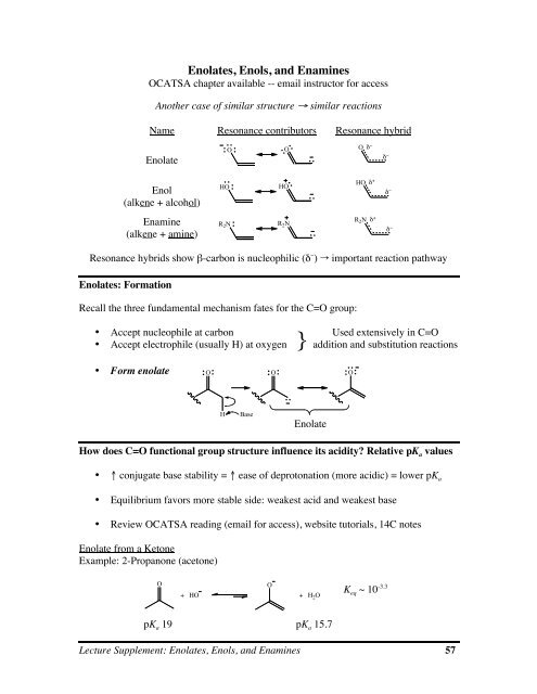 Enolates, Enols, and Enamines