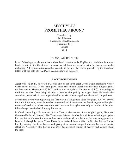 Prometheus Bound Aeschylus