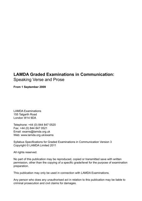 Speaking Verse and Prose - Lamda