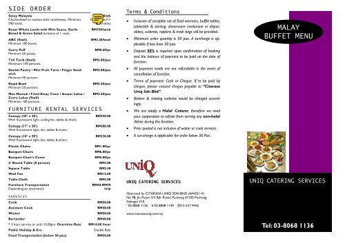 MALAY BUFFET MENU - UNiQ Catering Services