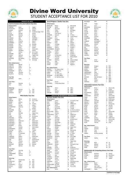 2010 DWU Student Acceptance List Divine Word University 2010-dwu-student-acceptance-list-divine-word-university