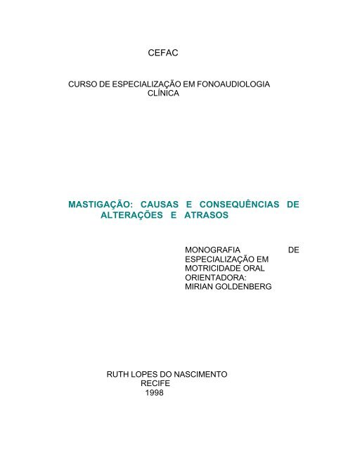cefac mastigação: causas e consequências de alterações e atrasos