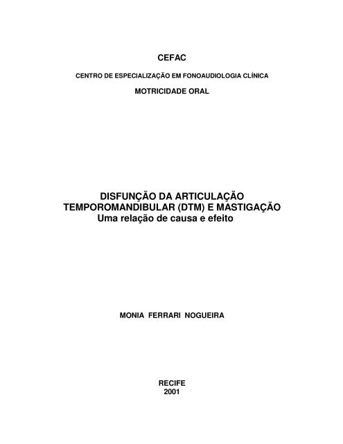 DISFUNÇÃO DA ARTICULAÇÃO ... - CEFAC